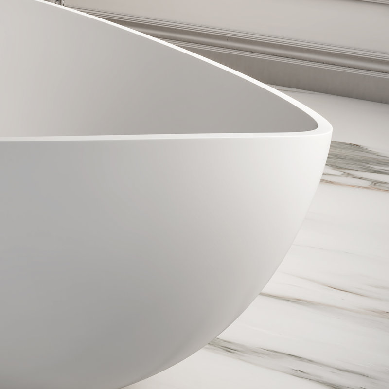 SJ STAR&JANE 63'' x 38'' Freestanding Soaking Solid Surface Bathtub | Wayfair